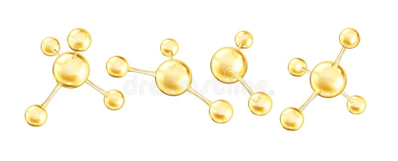 Golden Collagen Molecules Form Complex Structures Icons Set Stock ...