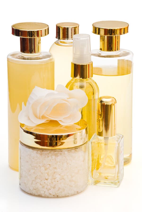Golden Collection of Beauty and Hygiene Products Stock Image - Image of ...