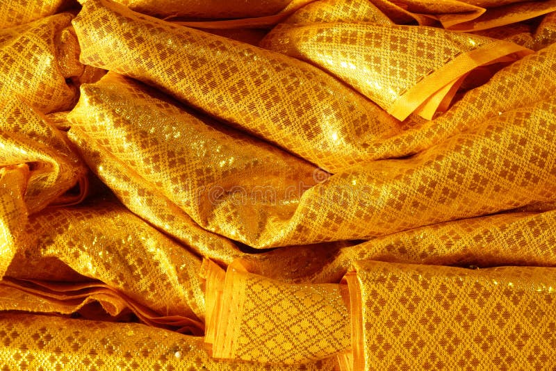 Golden Color Ancient Textile Texture for Background Stock Photo - Image ...