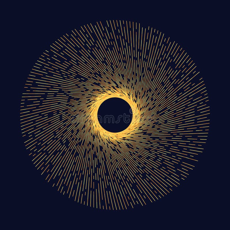 Golden Color Circle from Lines. Abstract Halftone Frame Stock Vector ...
