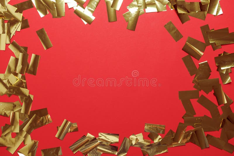 Golden Color Festive Decor on the White Background, Top View Stock ...