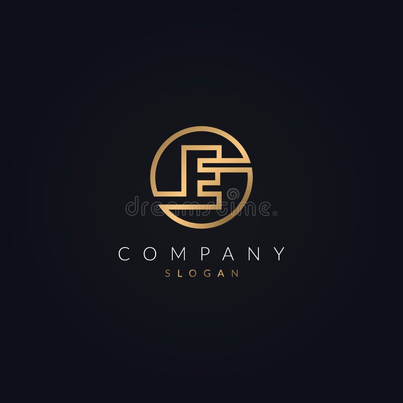 Golden Color Letter E Circle Logo Icon Template Design, E Alphabet ...