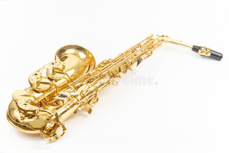 Golden Color Saxophone Isolated Above White Background Stock Photo ...
