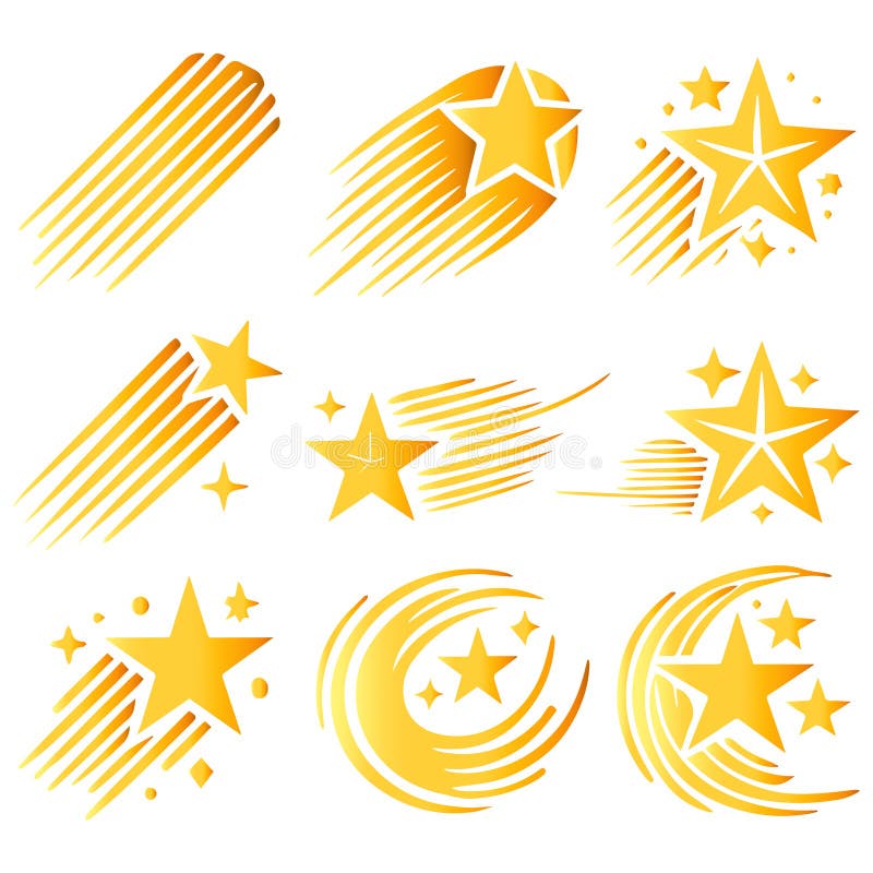 Golden Color Shooting Star Design Illustration Stock Illustration ...