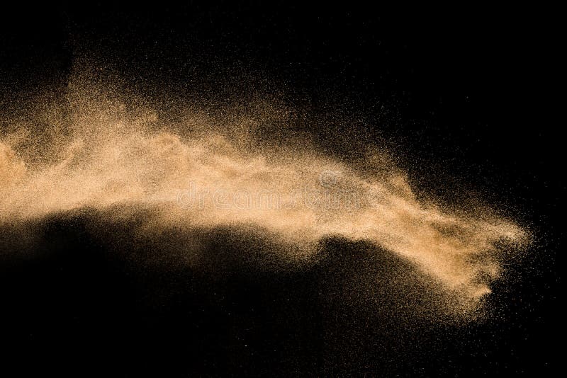 Golden Colored Sand Splash Against Dark Background. Stock Photo - Image ...