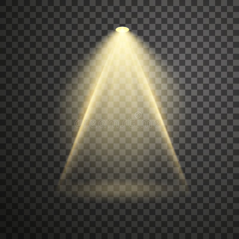 Golden Colored Stage Lights. Design Element on Transparent Backdrop ...