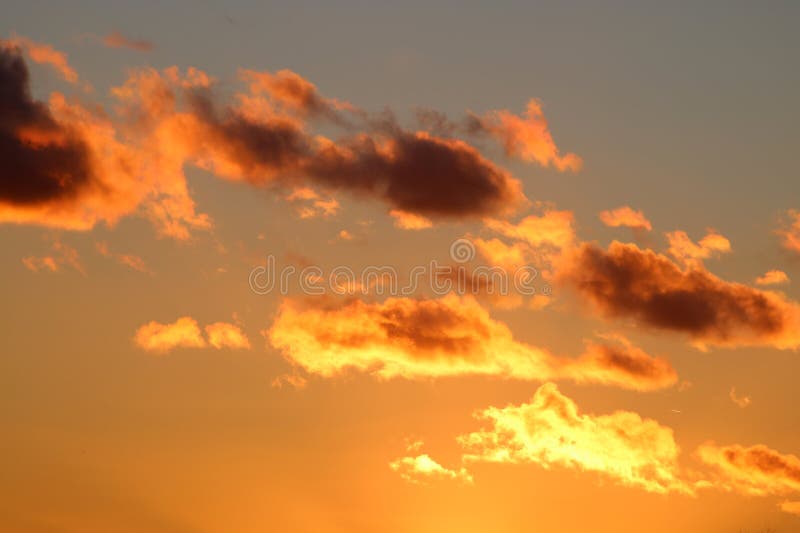 Golden Colors on Clouds in Sky at Sunset Stock Image - Image of sunset ...