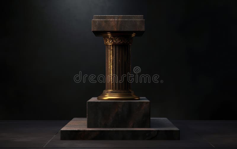 Golden Column on a Marble Platform. Created by Generative Artificial ...