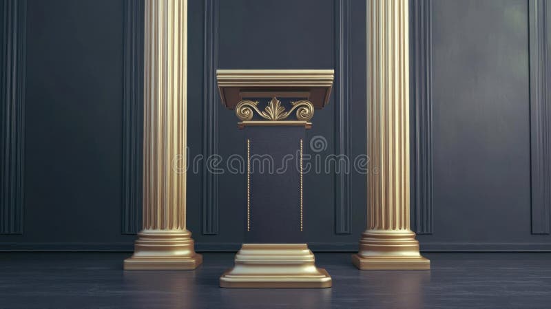 Golden Columns and a Classic Pedestal, a Timeless Design Element Stock ...