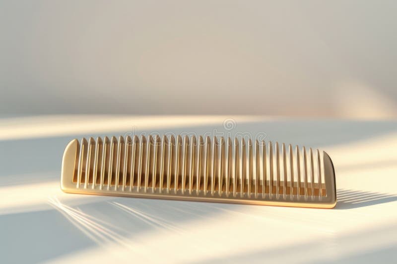 A Golden Comb Rests on Top of a White Table, Ready for Use Stock Image ...