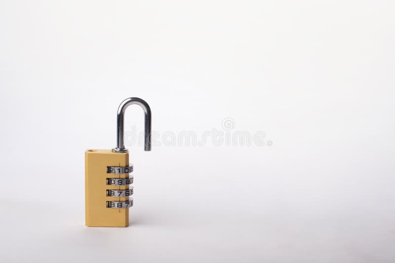 Golden Combination Lock on White Background Stock Image - Image of ...