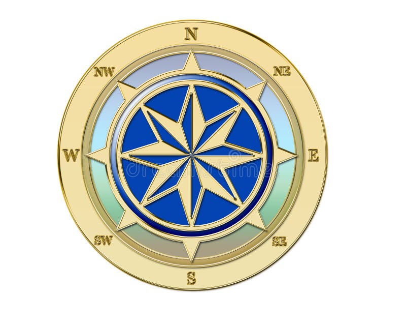 Golden Compass Rose with Globe & Ribbon Stock Vector - Illustration of ...