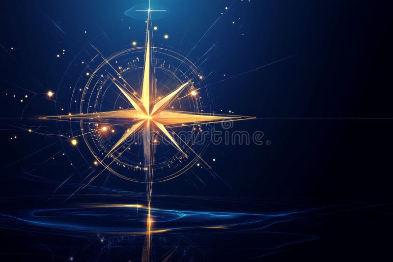 Golden Compass Design with Glowing Elements and Abstract Background for ...