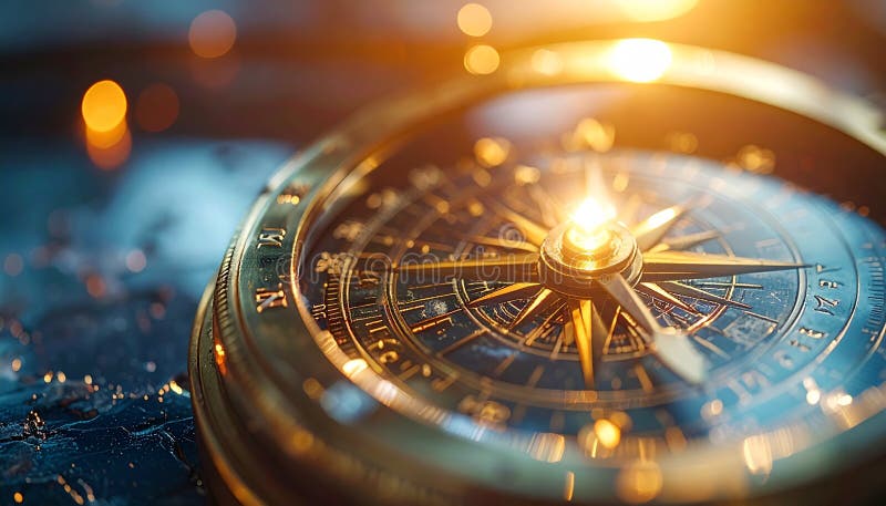 Golden Compass Guiding the Future Path Stock Illustration - Illustration of decision, destiny ...