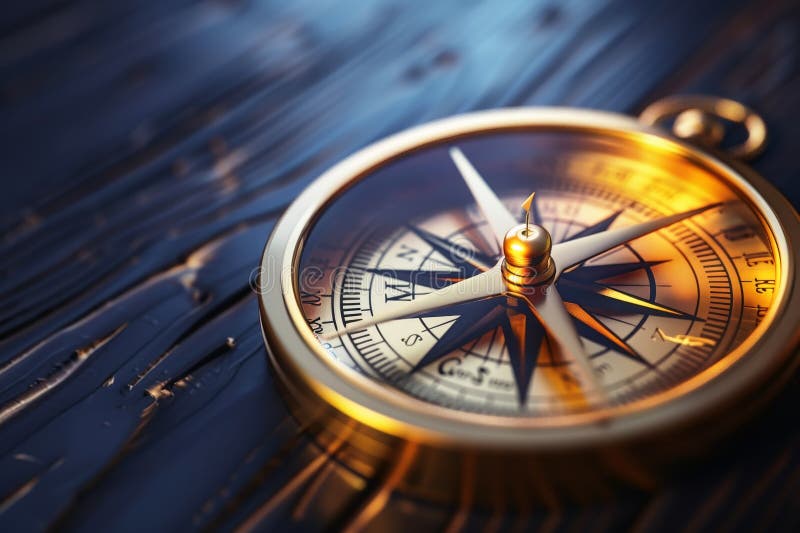 A Golden Compass with a Needle Pointing Stock Illustration ...
