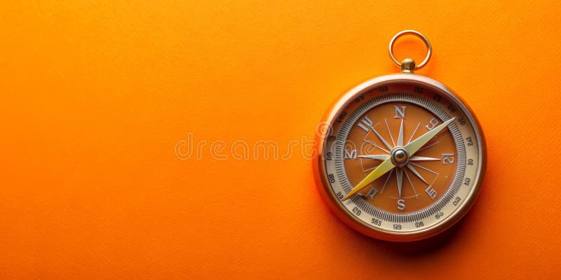 Golden Compass on Orange Background, Compass, Navigation, Direction ...