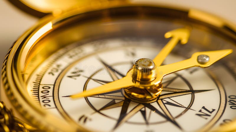 A Golden Compass Pointing Towards True North Symbolizing. Stock ...