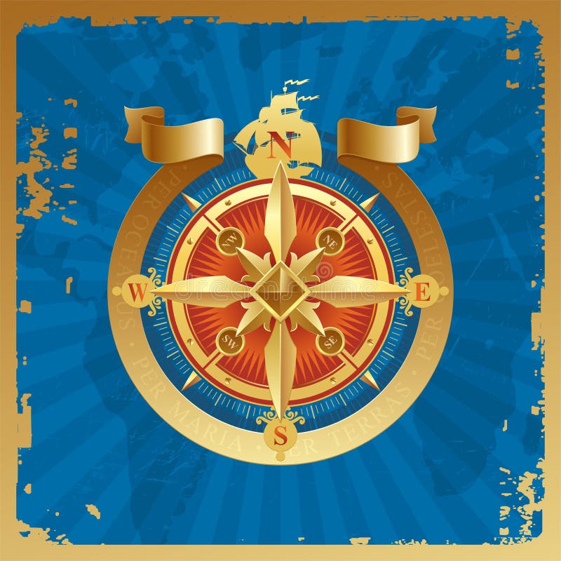 Golden compass rose stock vector. Illustration of sailing - 15377445