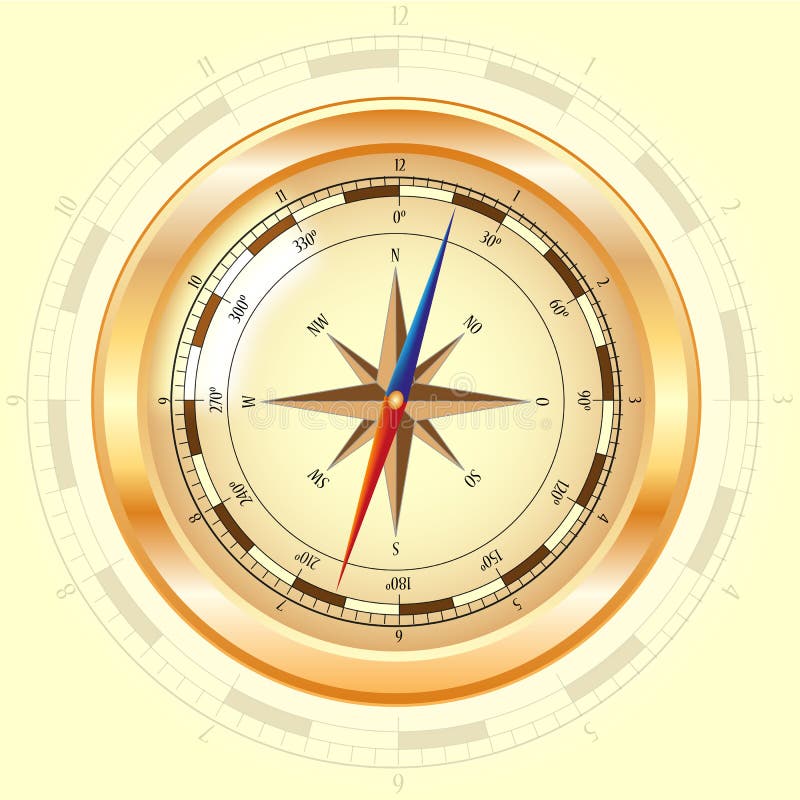 Golden compass rose stock vector. Illustration of equipment - 23043878