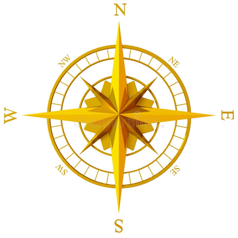Golden compass rose stock illustration. Illustration of positioning ...