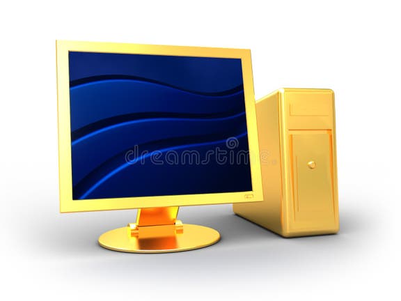 Golden computer stock illustration. Illustration of reflection - 7271569