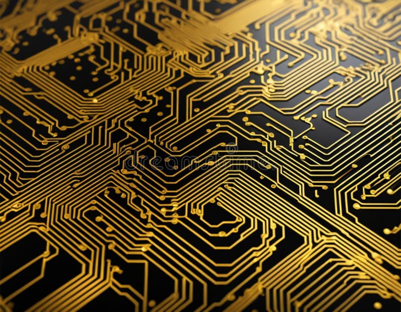 Gold Computer CIrcuit Board Pathway Communications Stock Illustration ...