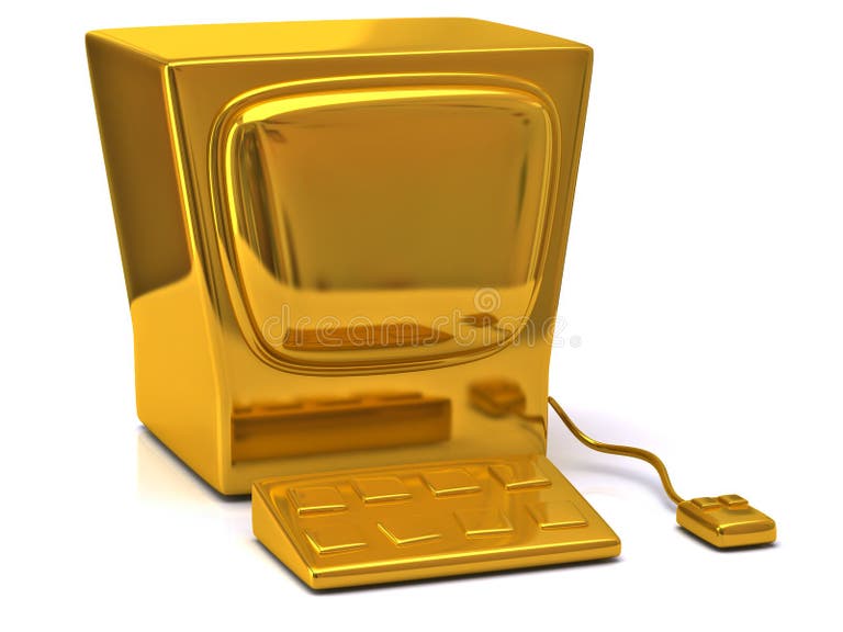 Golden computer stock illustration. Illustration of digital - 31927857