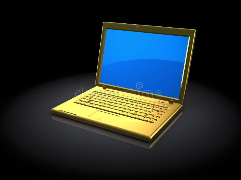Golden computer stock illustration. Illustration of reflection - 7271569