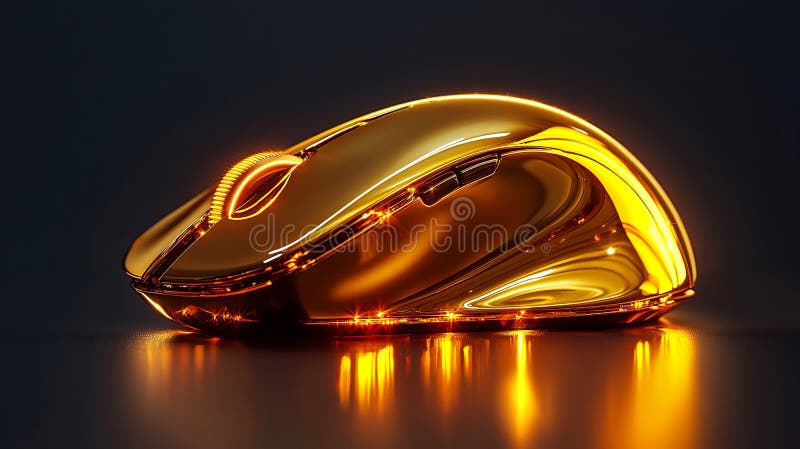 Golden Computer Mouse with Sleek Design and Glowing Features Showcased ...