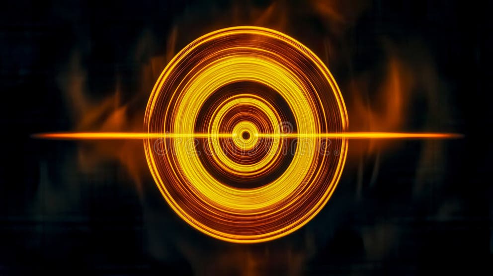 Golden Concentric Circles Creating a Target Shape with a Horizontal ...