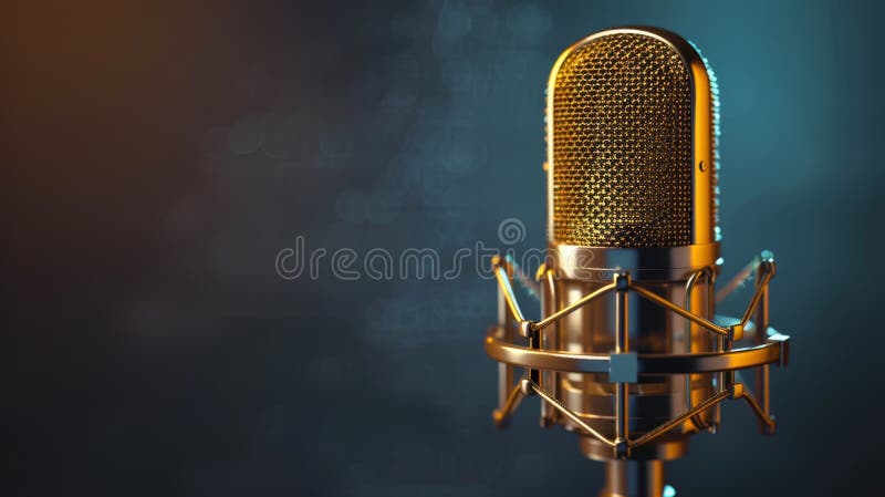 The Golden Condenser Microphone.AI Generated Image Stock Image - Image ...