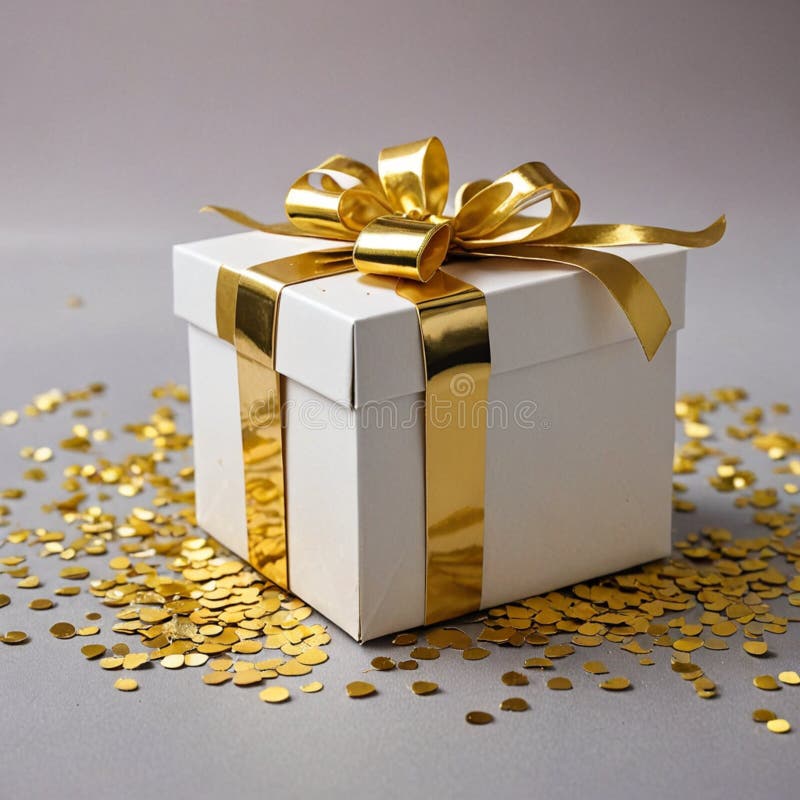 Golden Confetti Bursting from Festive Gift Box Stock Illustration ...