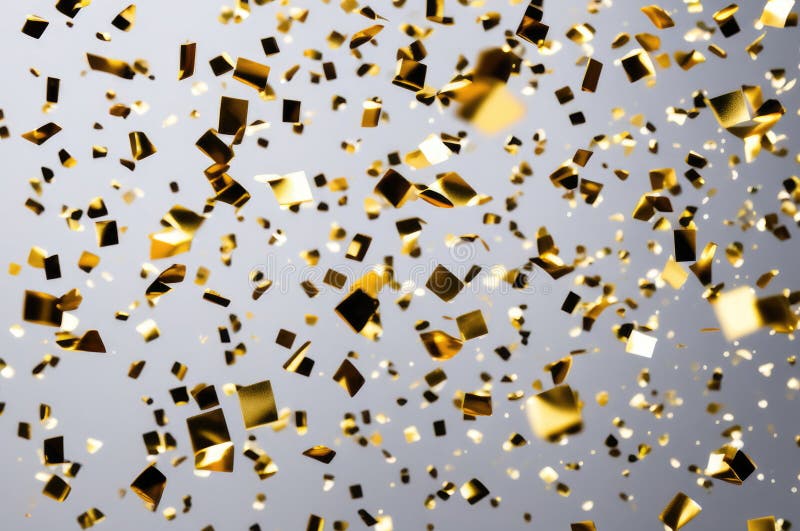 Golden Confetti Celebration on Light Background Stock Illustration ...