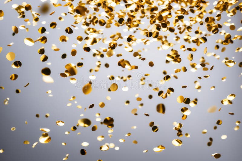 Golden Confetti Celebration on Light Background Stock Illustration ...