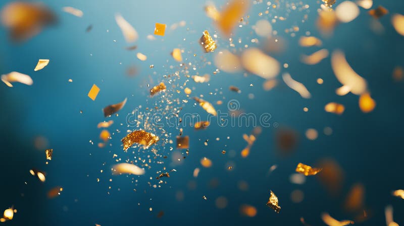 Golden Confetti Exploding in the Air for Surprise Party Celebration ...
