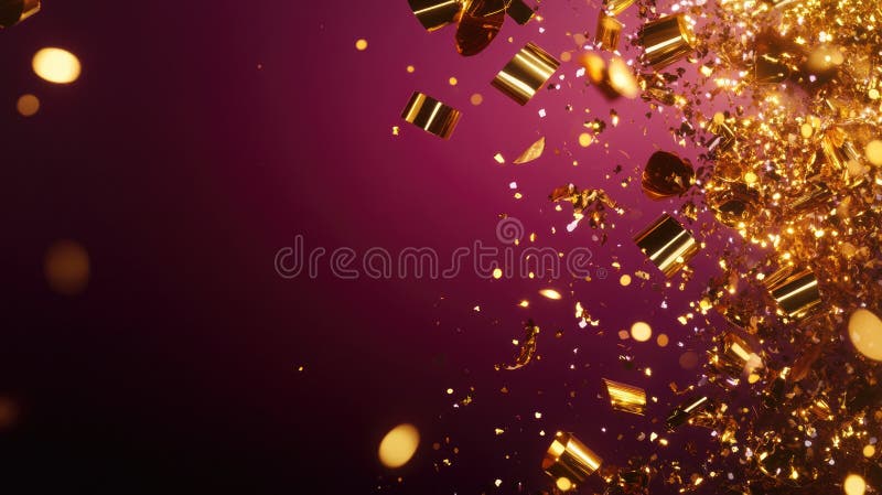 Golden Confetti Explosion on Deep Purple Background Celebratory Theme ...
