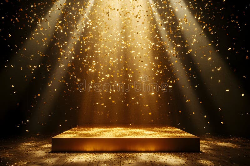 Golden Confetti Falling Dramatic Lighting Stock Photos - Free & Royalty ...