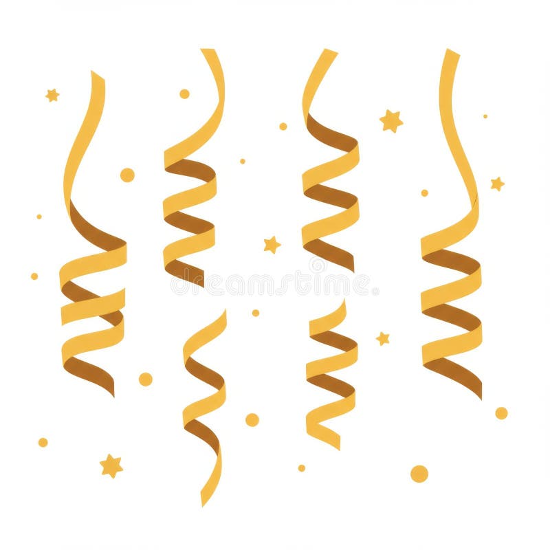 Golden Confetti Ribbons Celebration Design Stock Illustration ...