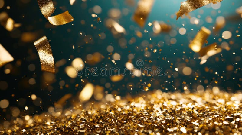 Golden Confetti Sparkling Celebration with Shimmering Light and ...