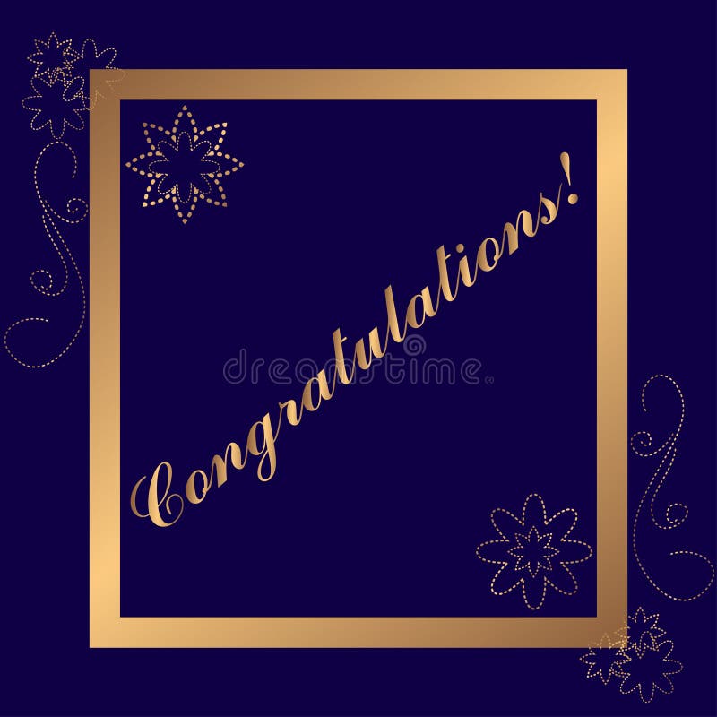Golden Congratulations Frame on Dark Blue Background Stock Vector ...