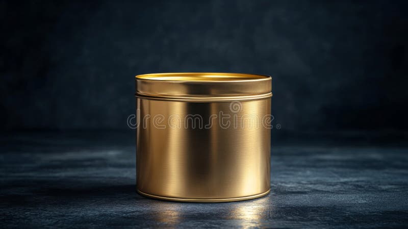 Golden Container with Smooth Metallic Surface on Dark Textured ...