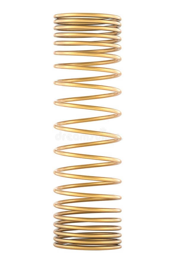 Golden or Copper Helical Coil Spring, 3D Rendering Stock Illustration ...