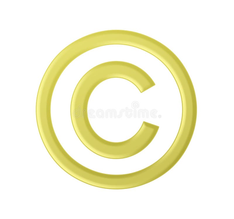 Golden Copyright Symbol Covered by Red Umbrella Stock Illustration ...