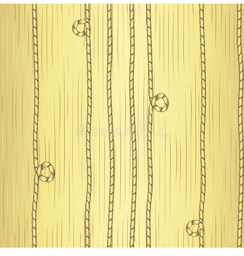 Golden Cords with Knots. Seamless Vertical Vector Pattern on Bright ...