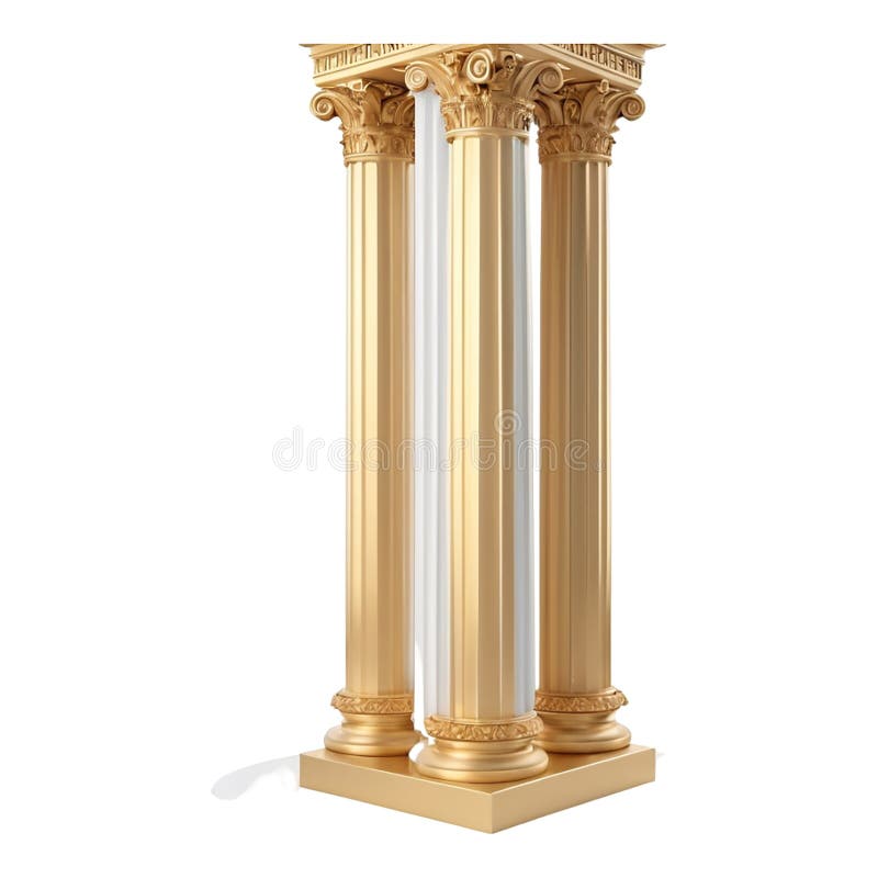 Golden Corinthian Columns with White Inset Shafts on White Background Pillar Ancient Stock ...