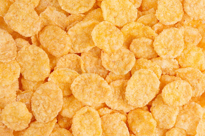 Golden Corn Flakes Closeup. Cereals Texture. Stock Image - Image of ...