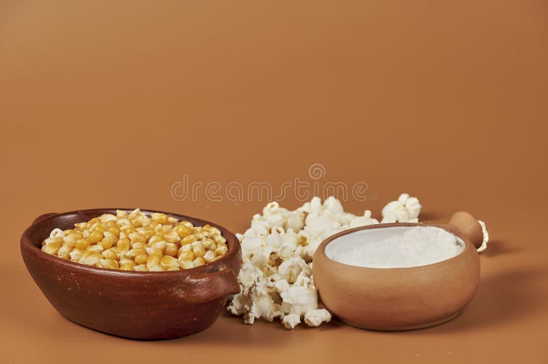 Yellow Corn Kernels and Salt To Prepare Popcorn Stock Image - Image of ...