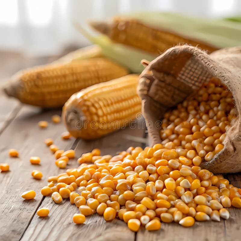 Close-up of Fresh Corn Kernels and Cobs on Rustic Table Stock ...