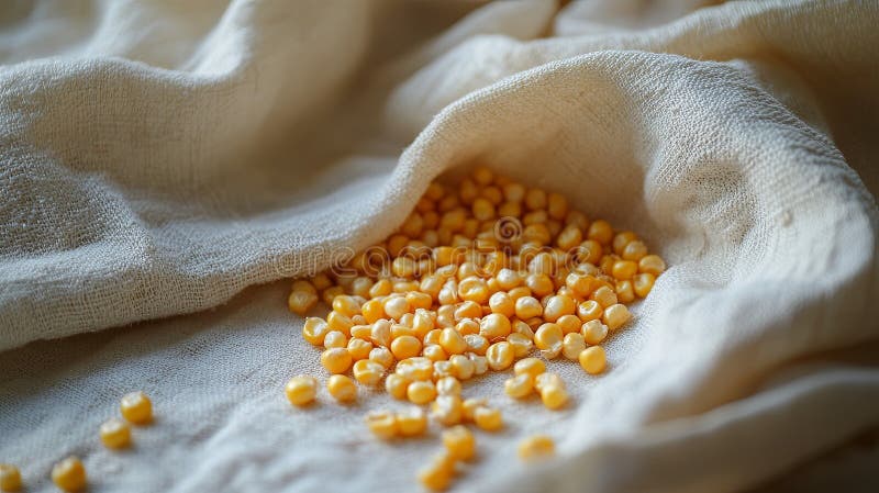 Golden Corn on a White Linen Napkin, Subtle Rustic Aesthetics. Stock ...