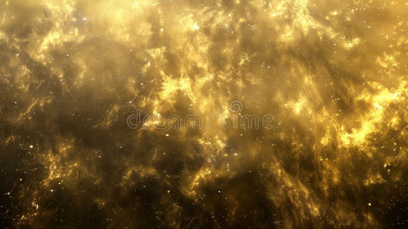 Golden Cosmic Cloud Nebula, Space Background, Abstract Galaxy Texture Stock Illustration ...